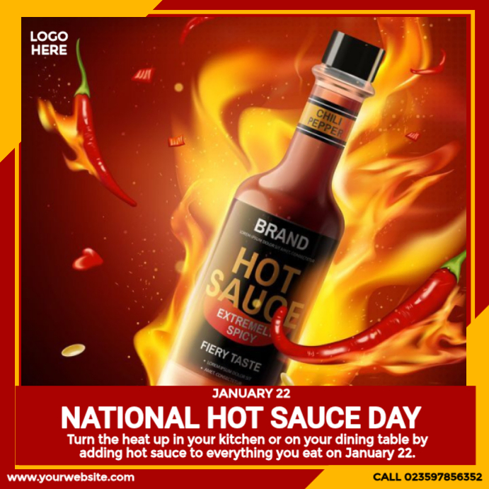 Plantilla de National Hot Sauce Day Ad | PosterMyWall