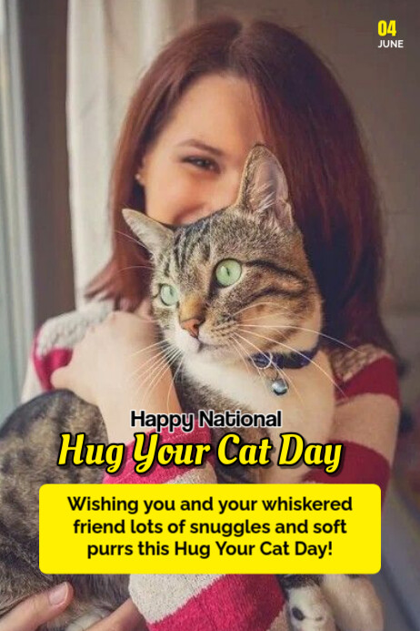 National hug your cat day Template | PosterMyWall