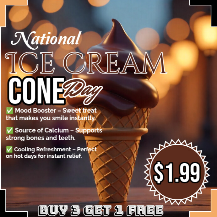 Plantilla de National Ice Cream Cone Day | PosterMyWall