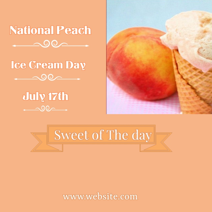 National ice cream peach day Instagram post Template | PosterMyWall