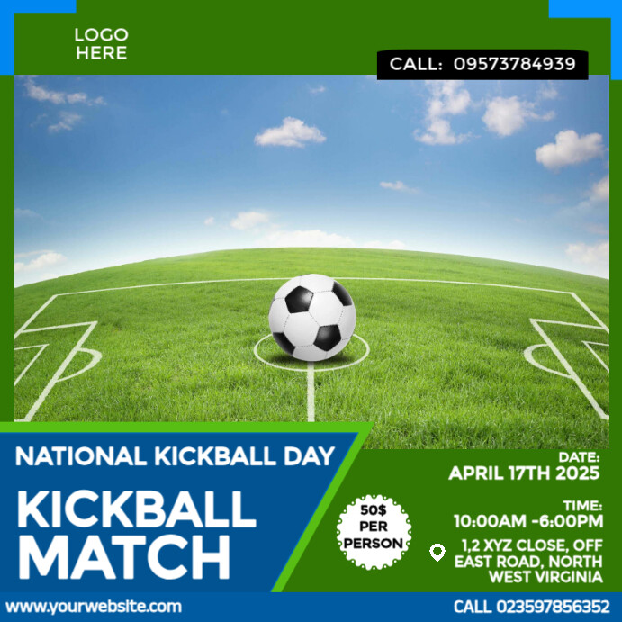 Copy of National Kickball Day | PosterMyWall