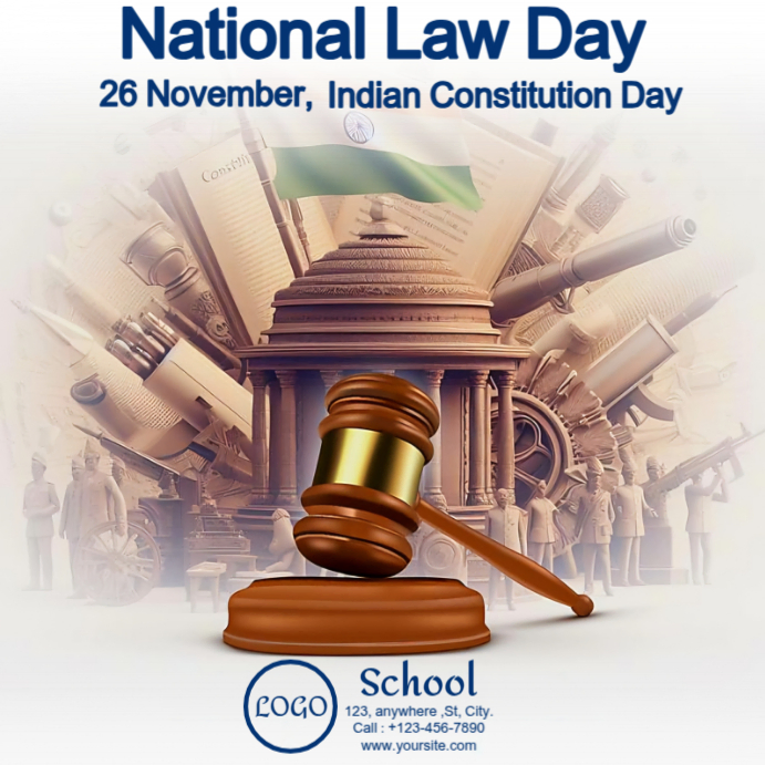 National Law Day, indian constitution day November 26, free editable ...