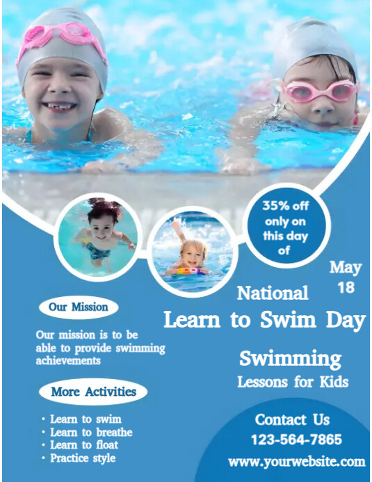 National Learn to Swim Day Discount Offer Fly Template | PosterMyWall