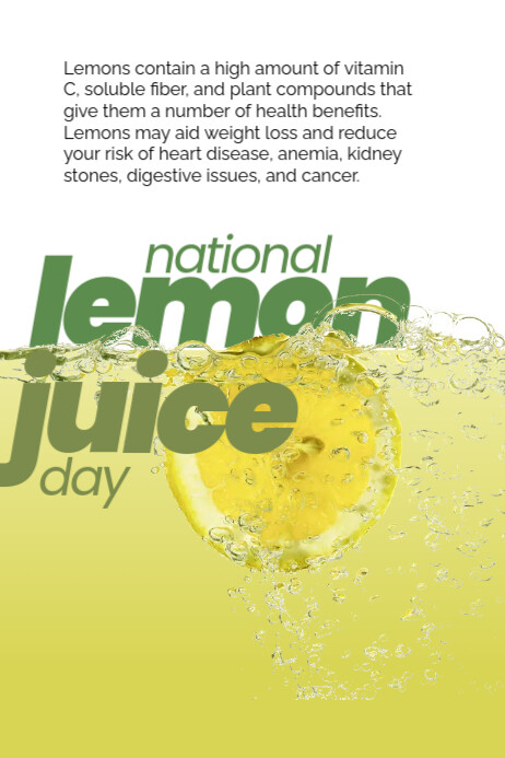 National Lemon Juice Day Poster Template | PosterMyWall