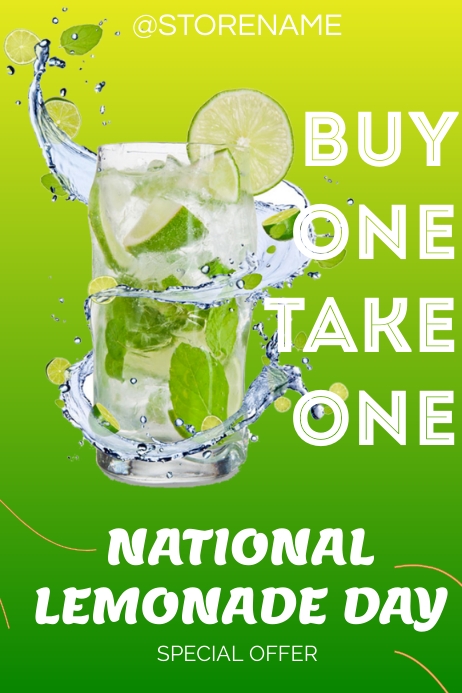 NATIONAL LEMONADE DAY Template | PosterMyWall