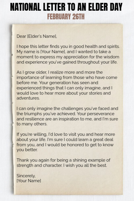 National letter to an elder day Template | PosterMyWall