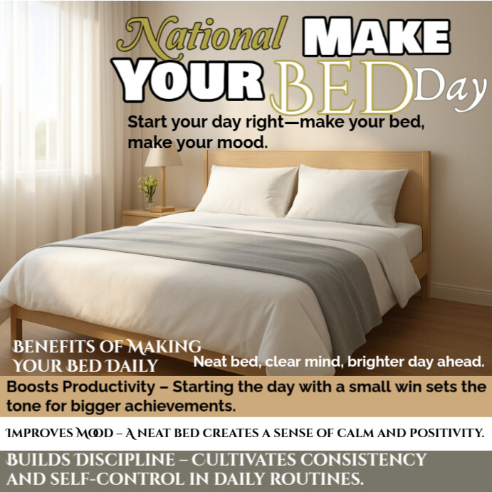 National Make Your Bed Day Template | PosterMyWall