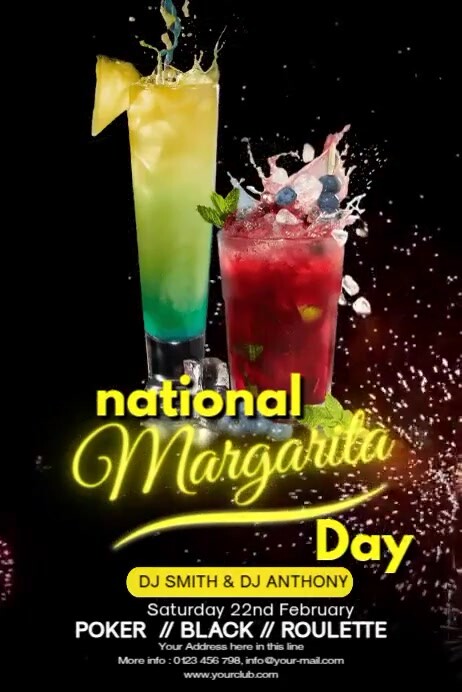 National Margarita Day Red Design Template | PosterMyWall