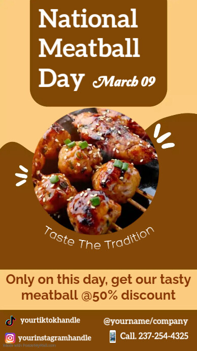 National Meatball Day Digital Display Templat Template | PosterMyWall