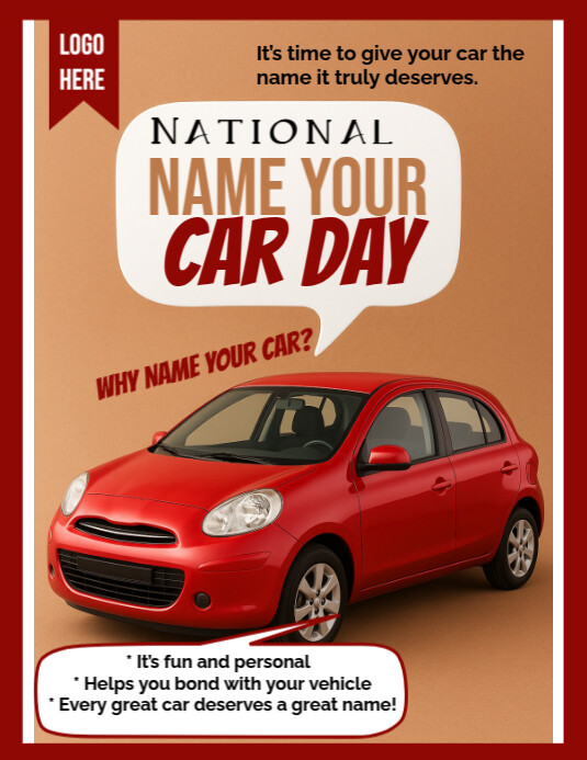 National Name Your Car Day Template | PosterMyWall
