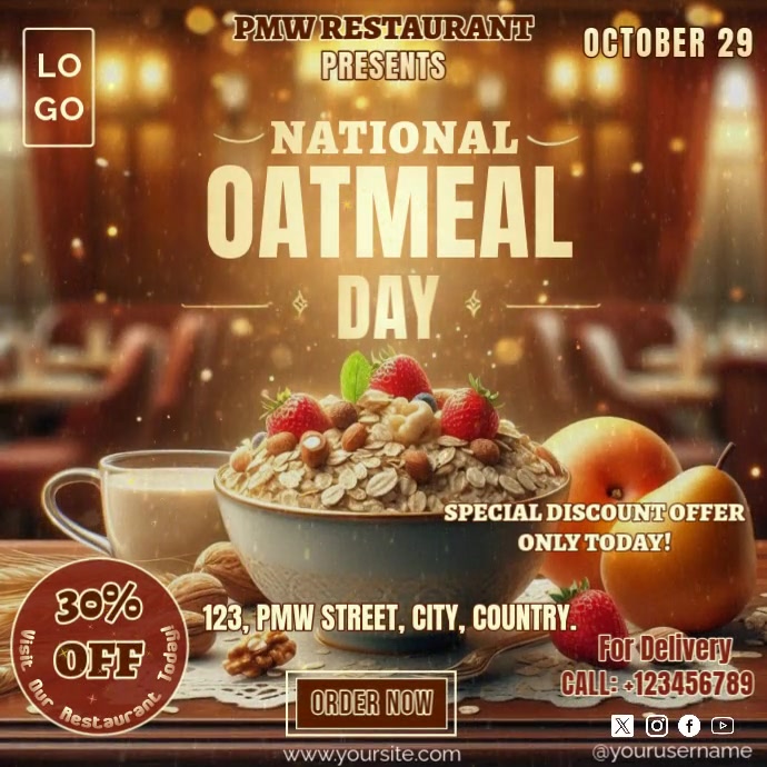 National Oatmeal Day Template | PosterMyWall