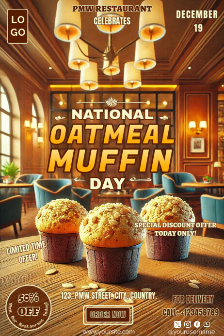 National Oatmeal Muffin Day Template | PosterMyWall