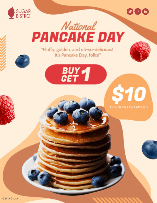 National Pancake Day Flyer Minimal Template | PosterMyWall