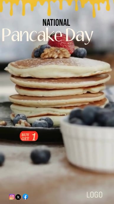 National pancake day Instagram video template | PosterMyWall