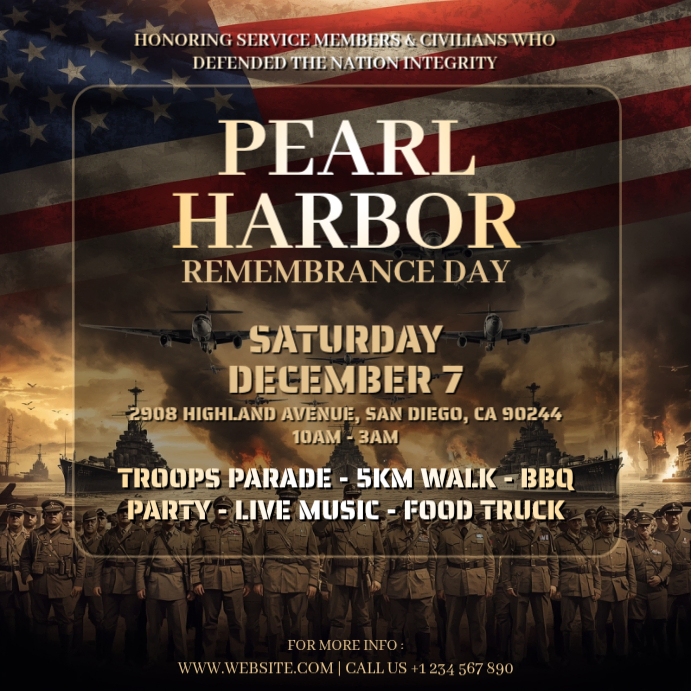 National Pearl Harbor Remembrance Day Square (1:1) Template | PosterMyWall
