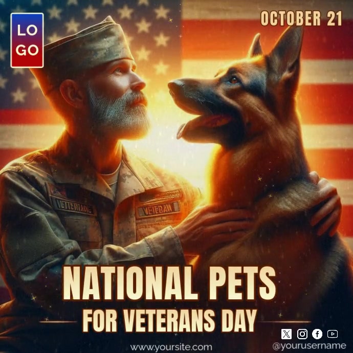 National Pets For Veterans Day เทมเพลต | PosterMyWall