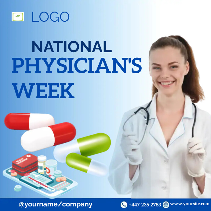 National Physician's Week Instagram Post Temp Template | PosterMyWall