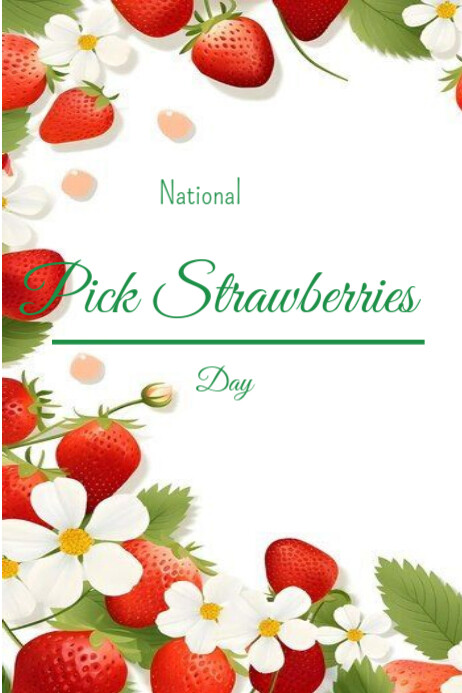 National pick strawberries day Template | PosterMyWall