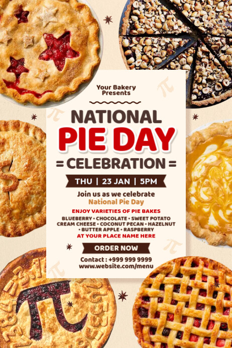 National Pie Day Celebration Poster Template | PosterMyWall