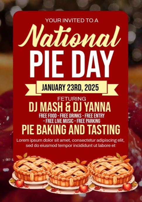 National Pie Day Invitation Template | PosterMyWall