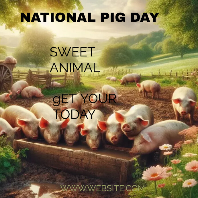 NaTIONAL PIG DAY Template | PosterMyWall
