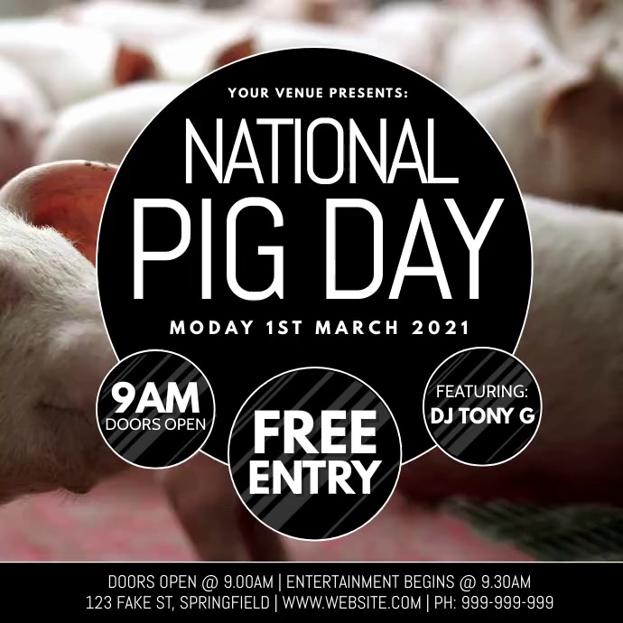 National Pig Day Video Poster Template | PosterMyWall