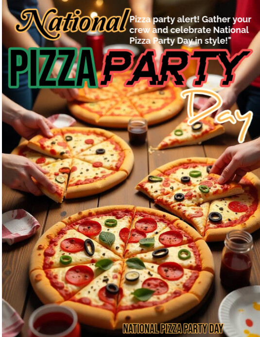 National Pizza Party day Template | PosterMyWall