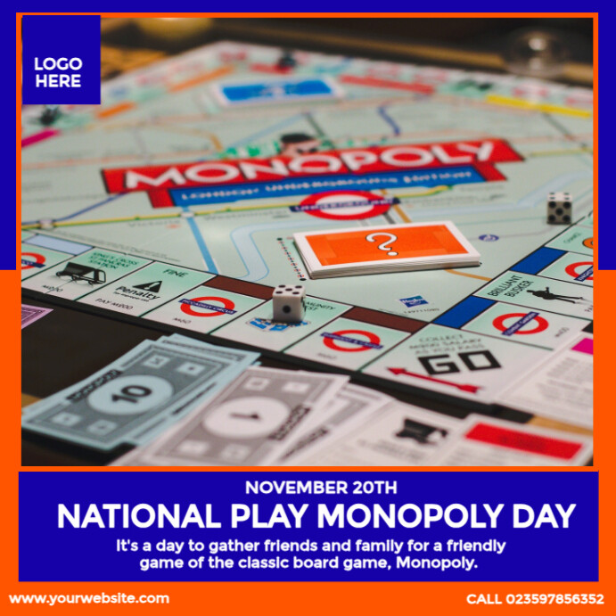 Plantilla de National Play Monopoly Day | PosterMyWall