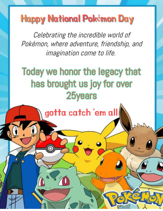 Copy of National Pokemon Day Design Flyer (us Letter) | PosterMyWall