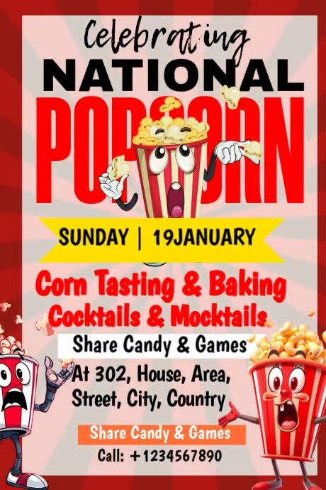 National Popcorn Celebration Poster Template | PosterMyWall