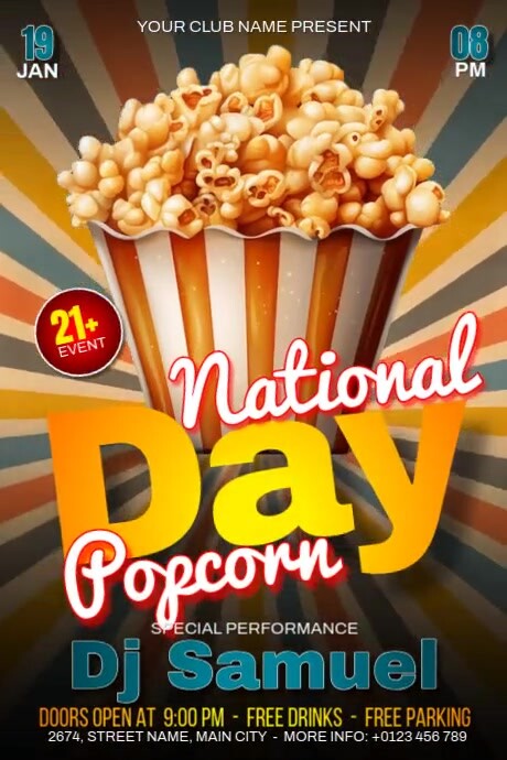 National Popcorn Day Event Template | PosterMyWall
