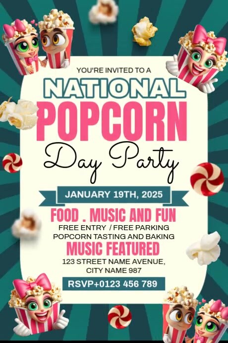 Modèle National Popcorn Day Invitation | PosterMyWall