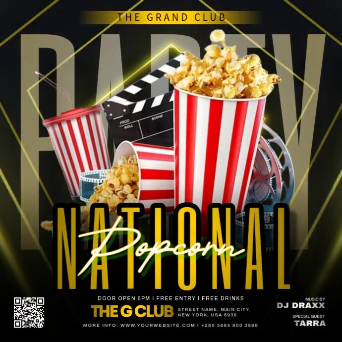 National Popcorn Party Template | PosterMyWall