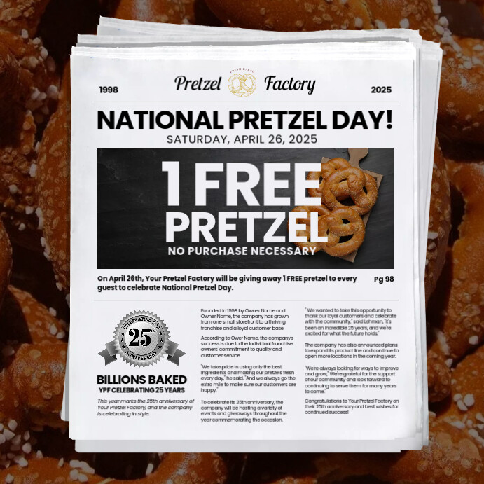 National Pretzel Day Post Template | PosterMyWall