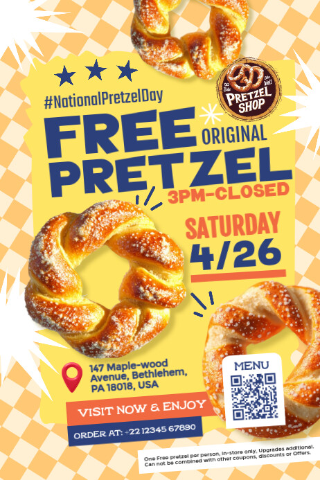 Plantilla de National Pretzel Day Poster Template | PosterMyWall