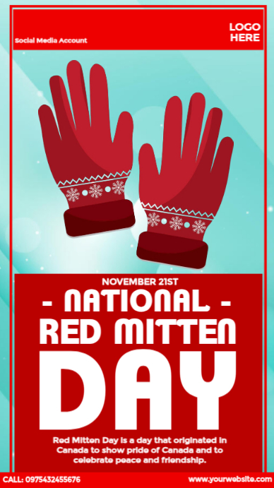 National Red Mitten Day Design Template | PosterMyWall