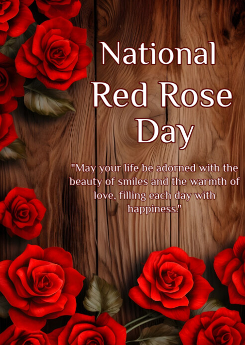 Plantilla de National Red Rose Day A6 | PosterMyWall