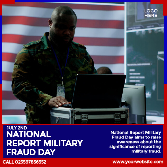 Plantilla de National Report Military Fraud Day | PosterMyWall