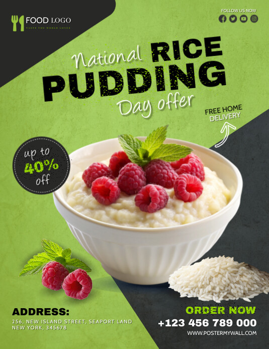 Modèle National Rice Pudding Day | PosterMyWall