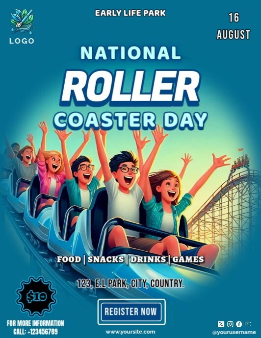 Plantilla de National Roller Coaster Day | PosterMyWall
