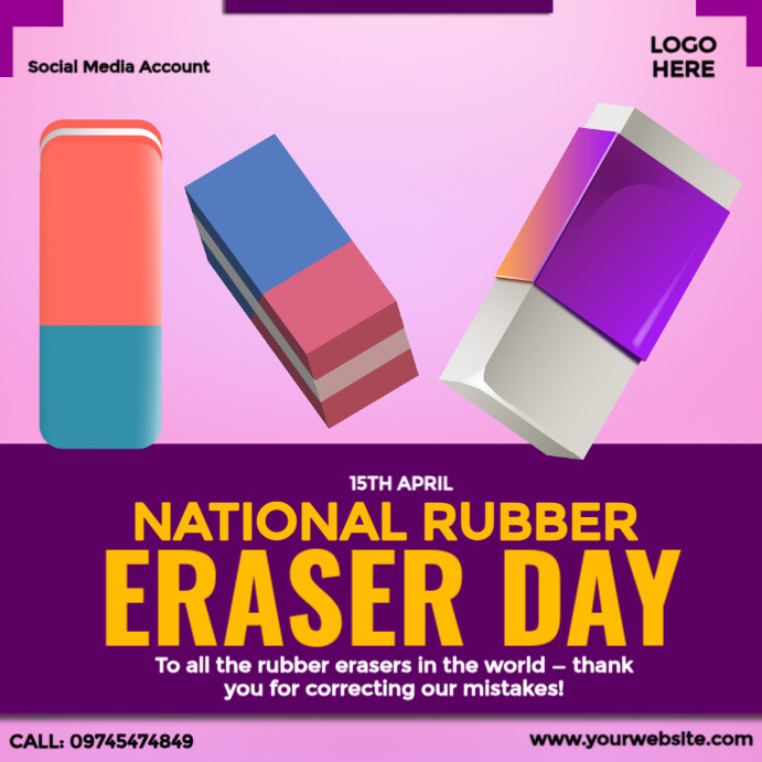 National Rubber Eraser Day Template | PosterMyWall