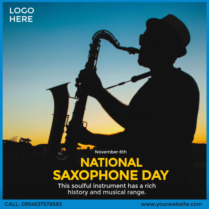 Plantilla de National Saxophone Day Template | PosterMyWall