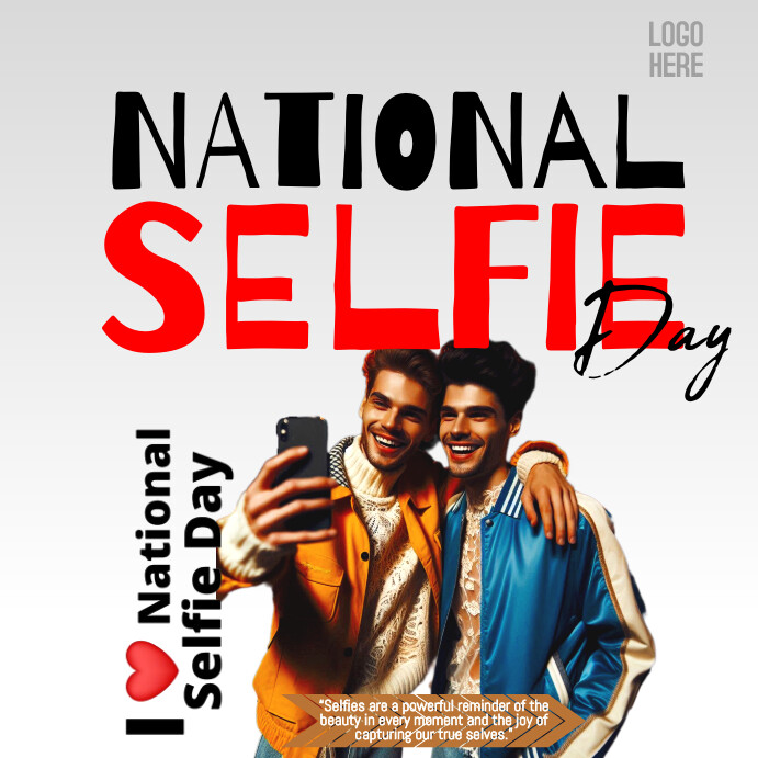 National Selfie Day White Square Template | PosterMyWall