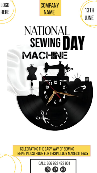 National Sewing Machine Day Flyer Template Instagram Story | PosterMyWall