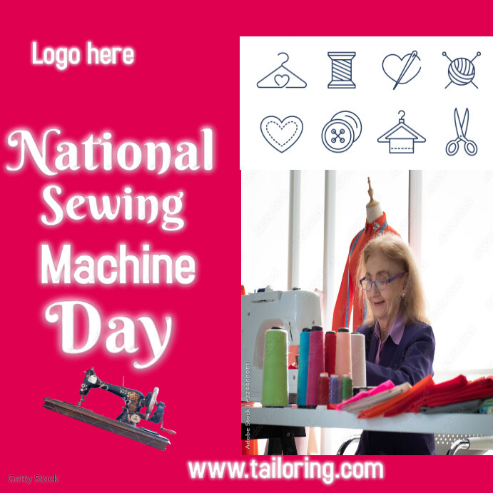 National Sewing Machine day Instagram Post Template | PosterMyWall