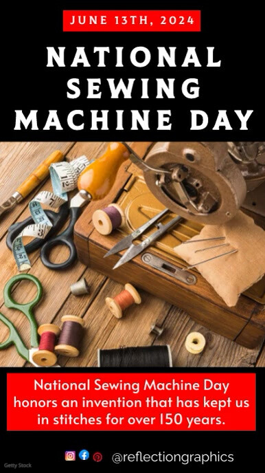 National Sewing Machine Day Whatsapp Status Template | PosterMyWall