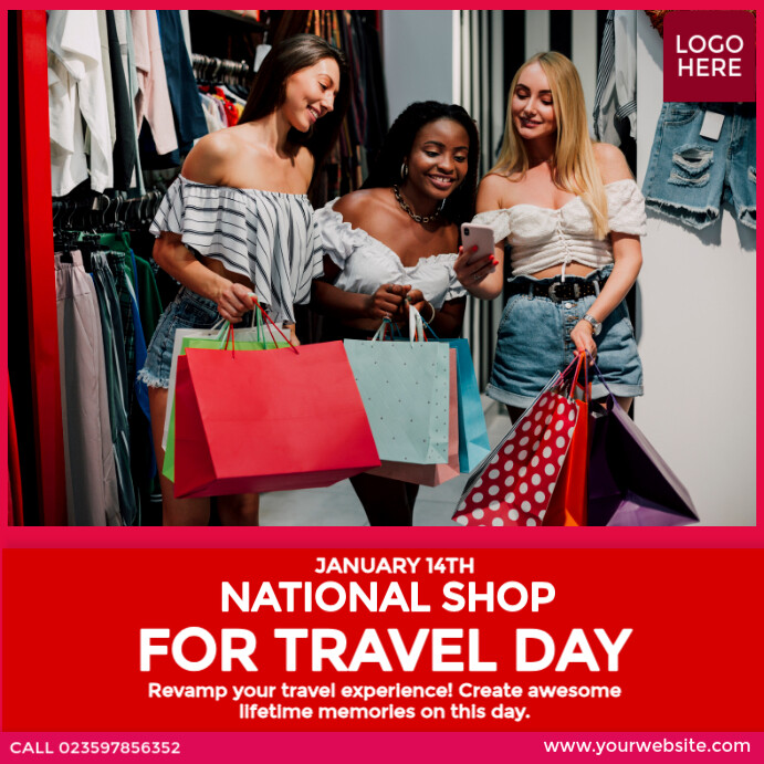 National Shop For Travel Day Template | PosterMyWall