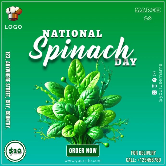 Copy of National Spinach Day | PosterMyWall