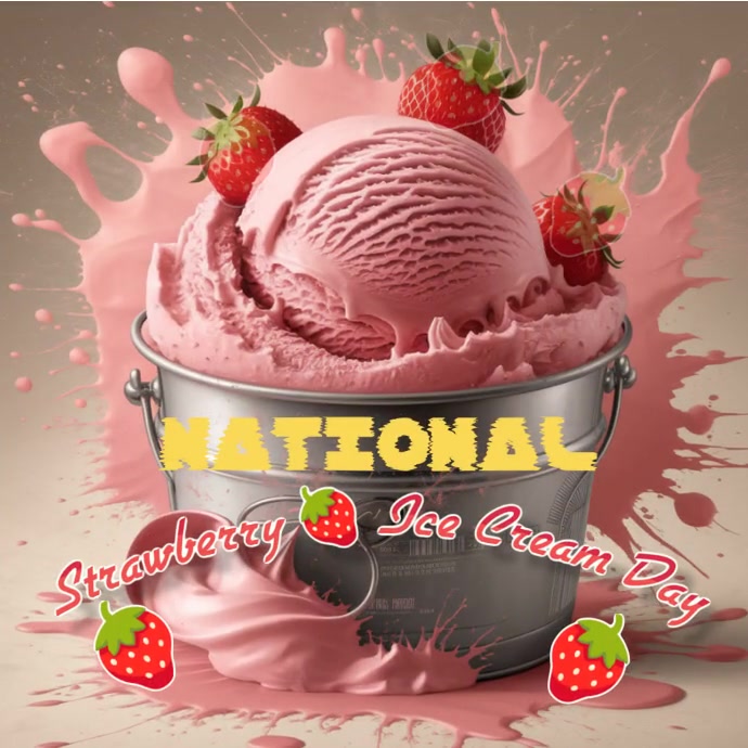 National strawberry ice cream day Template | PosterMyWall