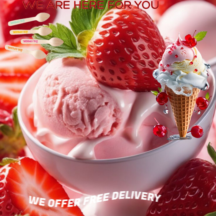 Copy of National Strawberry Ice Cream Day | PosterMyWall